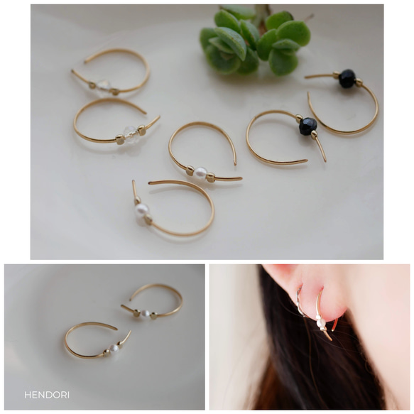 2mmクリンプビーズ フープピアス 14kgfワイヤー ピアス（その他） HENDORI 通販 10710739｜Creema(クリーマ)
