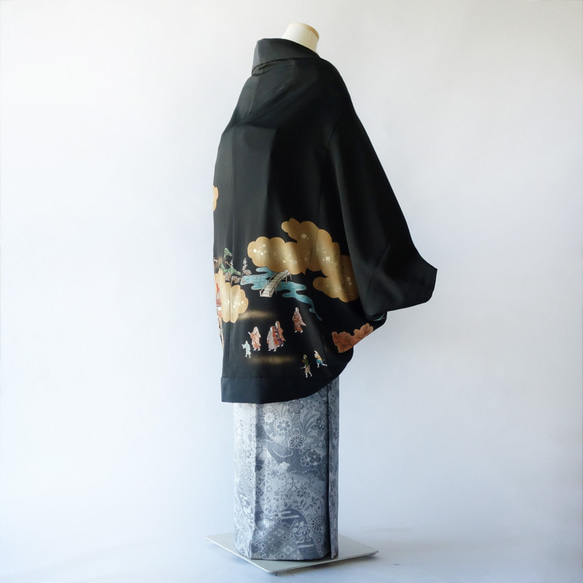 ショールにもなるモモンガKIMONO羽織 洛中洛外図/シリコンゴム付きクリップブローチKIMONOclip1点付属 黒留 着物 和遊湘南 通販 ...