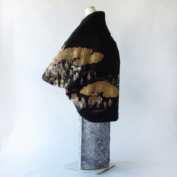 ショールにもなるモモンガKIMONO羽織 洛中洛外図/シリコンゴム付きクリップブローチKIMONOclip1点付属 黒留 着物 和遊湘南 通販 ...