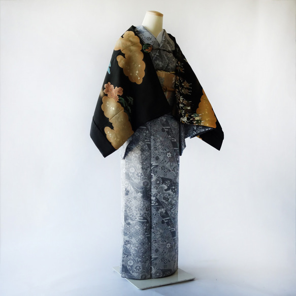 ショールにもなるモモンガKIMONO羽織 洛中洛外図/シリコンゴム付きクリップブローチKIMONOclip1点付属 黒留 着物 和遊湘南 通販 ...