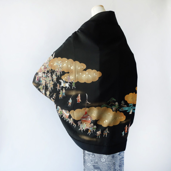 ショールにもなるモモンガKIMONO羽織 洛中洛外図/シリコンゴム付きクリップブローチKIMONOclip1点付属 黒留 着物 和遊湘南 通販 ...