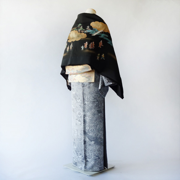 ショールにもなるモモンガKIMONO羽織 洛中洛外図/シリコンゴム付きクリップブローチKIMONOclip1点付属 黒留 着物 和遊湘南 通販 ...