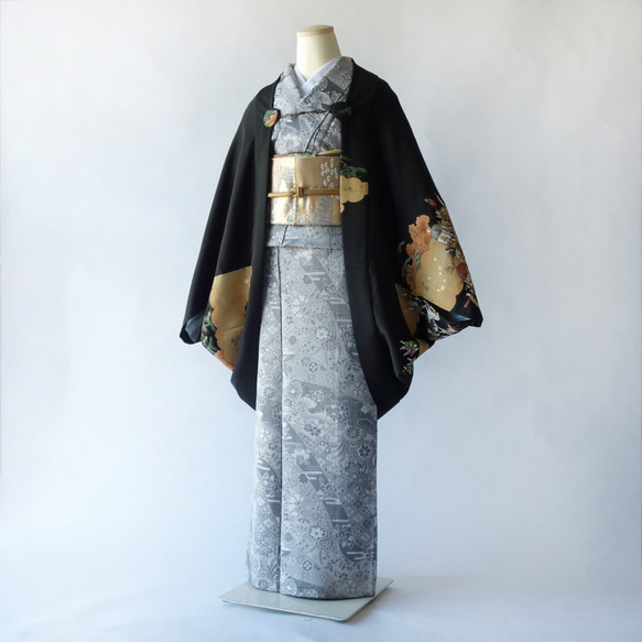 ショールにもなるモモンガKIMONO羽織 洛中洛外図/シリコンゴム付きクリップブローチKIMONOclip1点付属 黒留 着物 和遊湘南 通販 ...