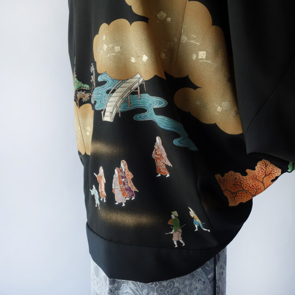 ショールにもなるモモンガKIMONO羽織 洛中洛外図/シリコンゴム付きクリップブローチKIMONOclip1点付属 黒留 着物 和遊湘南 通販 ...