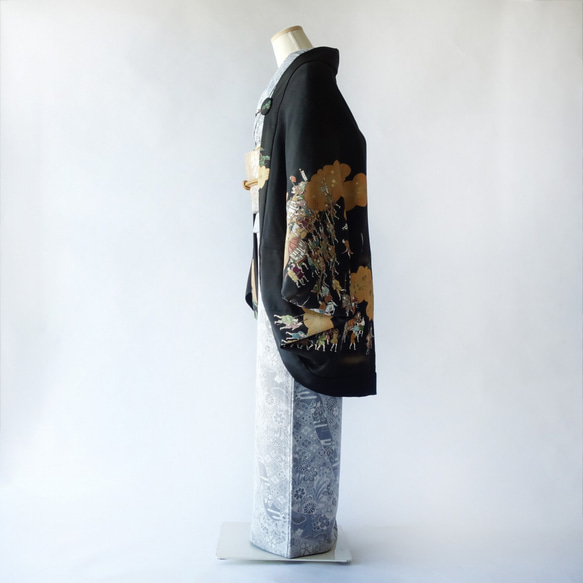 ショールにもなるモモンガKIMONO羽織 洛中洛外図/シリコンゴム付きクリップブローチKIMONOclip1点付属 黒留 着物 和遊湘南 通販 ...