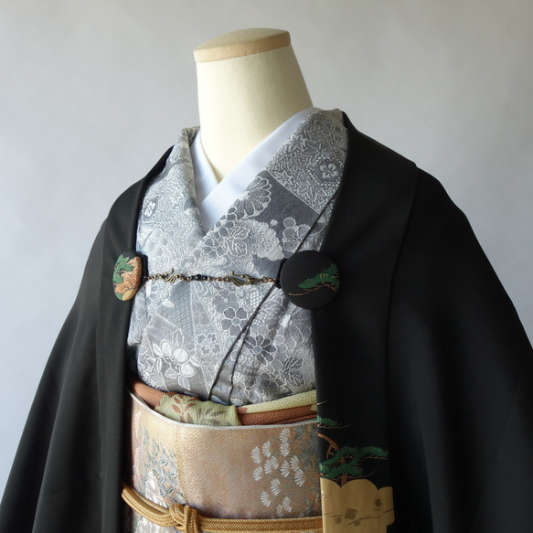 ショールにもなるモモンガKIMONO羽織 洛中洛外図/シリコンゴム付きクリップブローチKIMONOclip1点付属 黒留 着物 和遊湘南 通販 ...