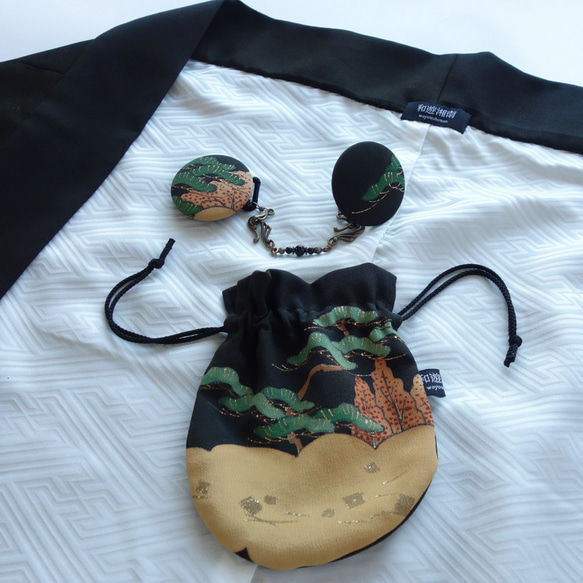 ショールにもなるモモンガKIMONO羽織 洛中洛外図/シリコンゴム付きクリップブローチKIMONOclip1点付属 黒留 着物 和遊湘南 通販 ...