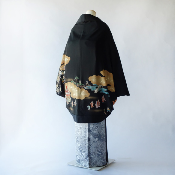 ショールにもなるモモンガKIMONO羽織 洛中洛外図/シリコンゴム付きクリップブローチKIMONOclip1点付属 黒留 着物 和遊湘南 通販 ...