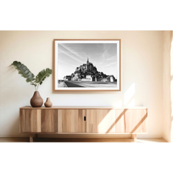 モノクロ インテリア フォト グラフィック ポスター【 夕暮れのモンサンミッシェル 】:/P023/ 海外 写真 写真・グラフィック SugarWater 通販 11044447｜Creema ...