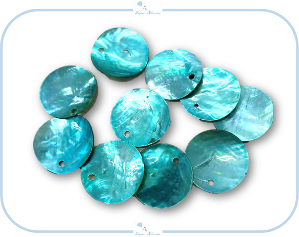 IM207-3 シェル チャーム ビーズ 【 ブルー 】5枚セット ハンドメイド 手芸 材料 素材 貝殻 アクセサリー ビーズ ...