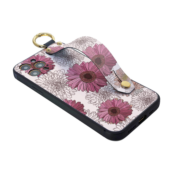 【大人可愛い】クラシカルヴィンテージ ガーベラ スマホケース (ベルト＆リング付き、ほぼ全機種対応) iPhoneケース・カバー ...