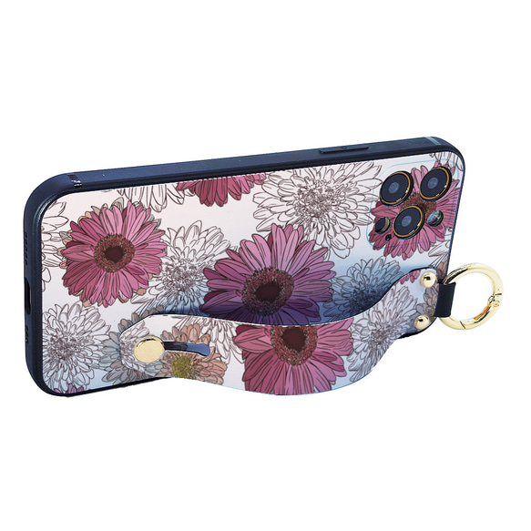【大人可愛い】クラシカルヴィンテージ ガーベラ スマホケース (ベルト＆リング付き、ほぼ全機種対応) iPhoneケース・カバー ...