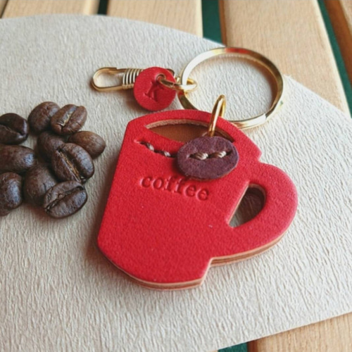 ほっと一息◎coffee beans付きレザーコーヒーキーホルダー ほっと一息◎coffee beans付きレザーコーヒーキーホルダー