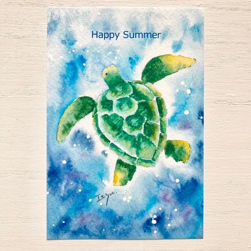 ハワイ 海亀 ホヌ 水彩画 絵 美品 痛かっ ハワイ 海亀 ホヌ 水彩画 絵 美品 痛かっ