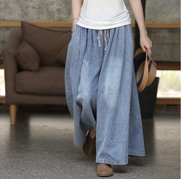 春の福袋 母の日 カジュアル パンツ レディース レトロ ルーズ エスニック ワイドレッグパンツ ワイドパンツ キュロット・ワイドパンツ ...