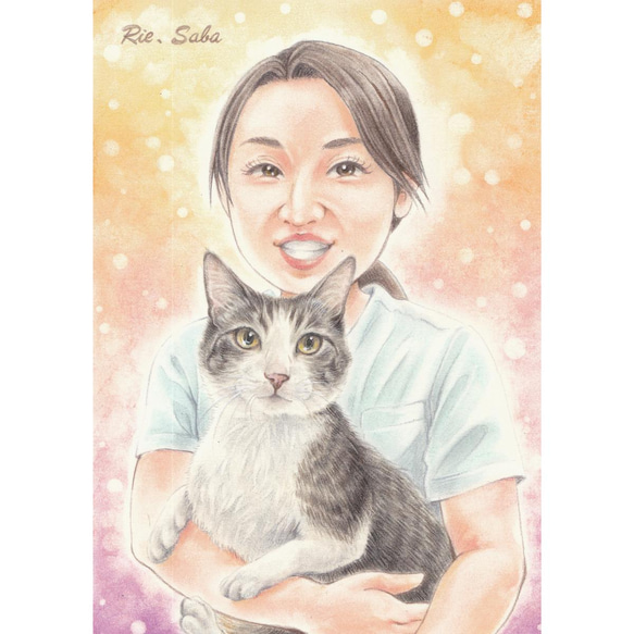 ペット似顔絵【a4、f3～f4、正方形20角から25角サイズ】パステル画で癒しのリアルタッチ 犬 猫 手元供養 絵画 どうぶつart
