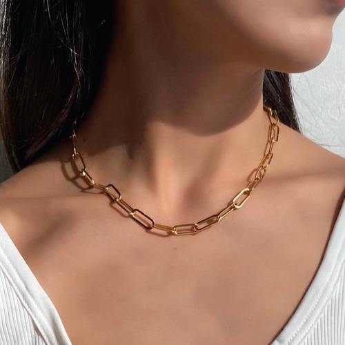 316L】6.5mm chunky necklace/gold/silver/金属アレルギー 316L】6.5mm chunky necklace/gold/silver/金属アレルギー