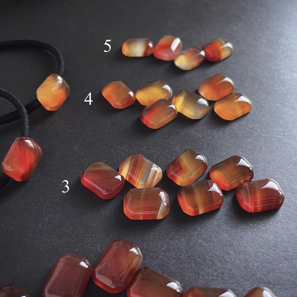 カーネリアン 長持ち日本製ヘアゴム ＊ ブレスレット 天然石 べっ甲 琥珀 アンバー ジェムストーン 華奢 小さめ ヘアゴム velvet ...