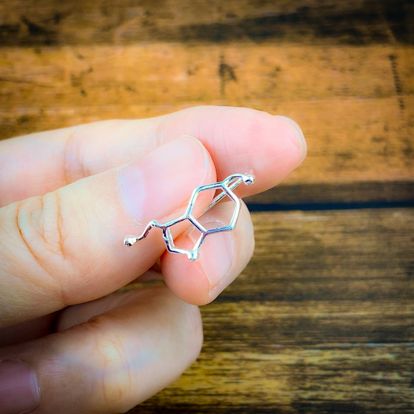 化学構造式記号のおもしろピアス [カラバリ2色 gold＆silver] 幸せホルモン・セロトニン ピアス（スタッド・一粒） オモロ雑貨店 ...