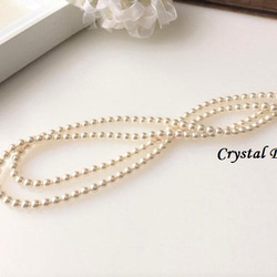 通常金具☆80cm 4mm ロングパールネックレス クリスタルパール ゴールド シルバー マンテル ネックレス・ペンダント Crystal ...