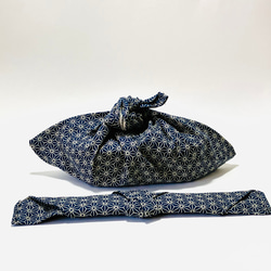 和柄ネイビー麻の葉柄あずま袋と箸袋セット 弁当袋・風呂敷 はち 通販 12640850｜Creema(クリーマ)