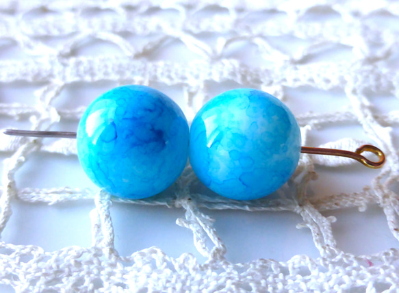 まだらブルー チェコビーズCzech Glass Beads2個 ビーズ bunako 通販 12701918｜Creema(クリーマ)