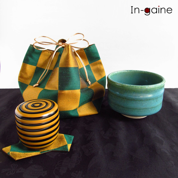 【茶道具】抹茶碗用巾着とへだて(シャンタン市松) MW-001I その他インテリア雑貨 In-gaine 通販 12718669｜Creema ...