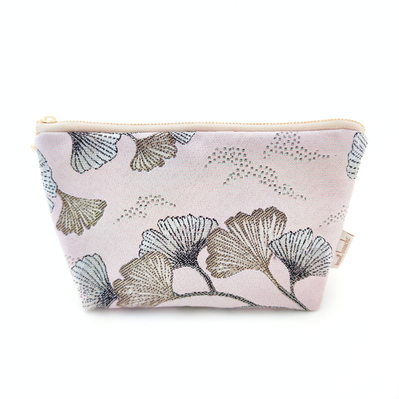 mont bouche フランス生地・イチョウのポーチ（ピンク・マチ付きL） ポーチ mont bouche 通販｜Creema(クリーマ)