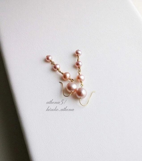 p-22.ナチュラルピンクパールロングピアス ピアス（フック・チェーン） athena5/HirokoAthena 通販 12743124 ...