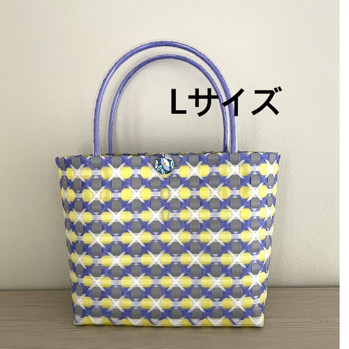 プラカゴ 大きめトートバッグ パープル&イエロー エコバッグ プラカゴ 大きめトートバッグ パープル&イエロー エコバッグ
