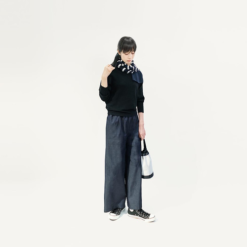 色落ちしない 岡山デニムで ずっときれいに 濃紺 ワイドパンツ 色落ちしない 岡山デニムで ずっときれいに 濃紺 ワイドパンツ