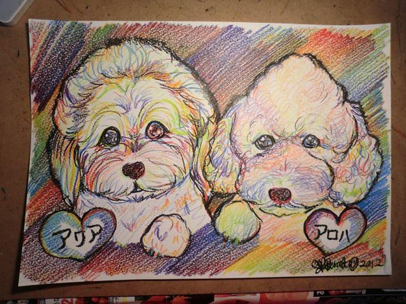 【送料無料】ギフトラッピング可★うちの子ペット似顔絵レインボーアート〈B5サイズ〉 イラスト MAYACRAFT 通販 12879841｜Creema(クリーマ)