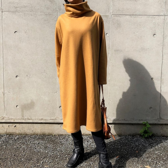 圧縮ウールニット チャコール ゆったりハイネック ワンピース ワンピース Ruka 通販 13118298｜Creema(クリーマ)