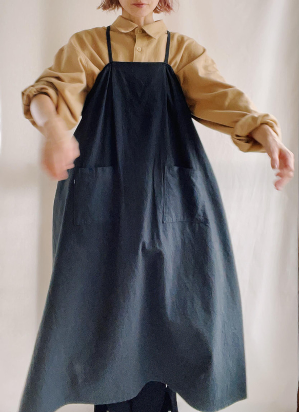 2025年11月下旬納品 エプロンロング クロス（スモーキーグレー/ブラウン/ダークネイビー) エプロン アメメ 通販 13230028 ...