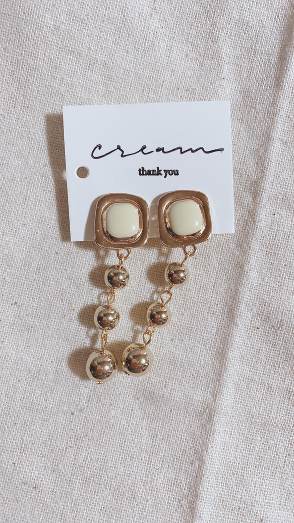 エポチャームccbパーツイヤリング イヤリング・ノンホールピアス cream 通販｜Creema(クリーマ) 13232434
