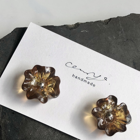 bekko silver flower ピアス/イヤリング ハンドメイドアクセサリー ピアス（スタッド・一粒） coyury. 通販 ...