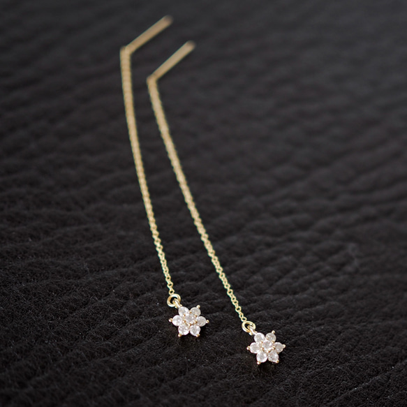 ミニフラワー＊K14gfアメリカンピアス ピアス（フック・チェーン） mintylei 通販 13233506｜Creema(クリーマ)