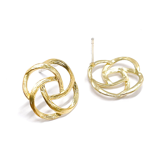 p1470【1ペア】SV925芯！Rose crest（薔薇の紋章）マットゴールド、シルバー925芯ピアス 金具・チェーン ...