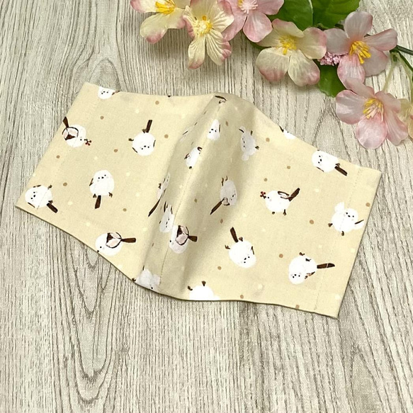 【おしゃれ立体布マスク】Mサイズ ほのぼの シマエナガ イエローベージュ 綿とダブルガーゼの優しい肌触り 布マスク Fumimi 通販 ...