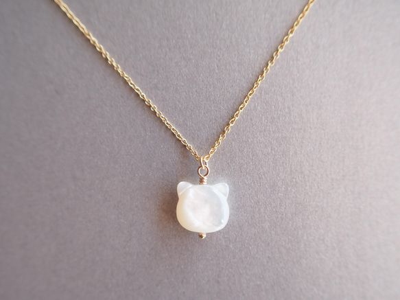 ☆白蝶貝（ホワイトシェル）の猫ネックレス AAA 14kgf ネックレス・ペンダント claire fleur 通販 13241745 ...