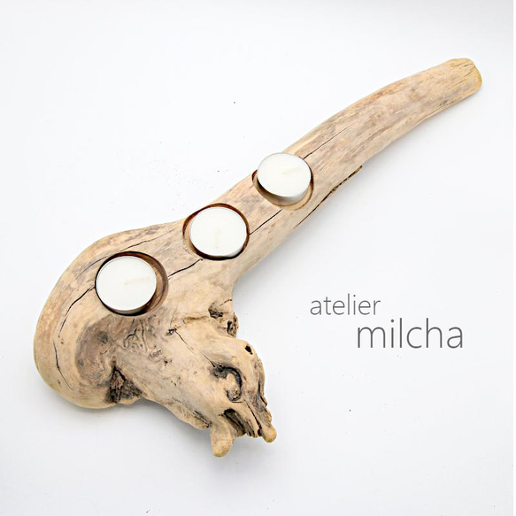3連 流木キャンドルホルダー キャンドル・キャンドルホルダー atelier milcha 通販｜Creema(クリーマ) 13245073