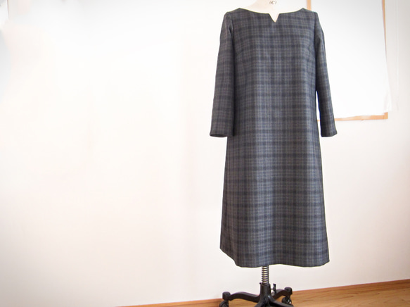 《再再販》ウール混チェックワンピース ワンピース M's nuno工房 通販 13245921｜Creema(クリーマ)