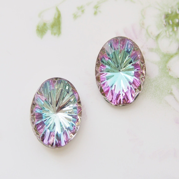 【1個】ヴィンテージ ガラスストーン ヴィトレイルライト オーバル 18 x 13mm/PB1727/1849 ビジュー・クリスタル Not ...