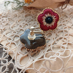 オートクチュール刺繍〜アネモネイヤリング(ピアス) イヤリング・ノンホールピアス Atelier Le Coeur 通販 13263263 ...