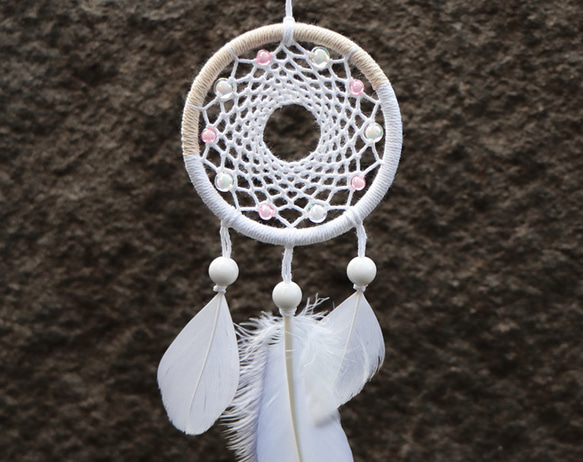 北欧白雪姫風丨手織り雪の結晶ドリームキャッチャー丨ペンダント-雪の結晶×桜ピンク ガーランド dreamx2 通販 13279734 ...