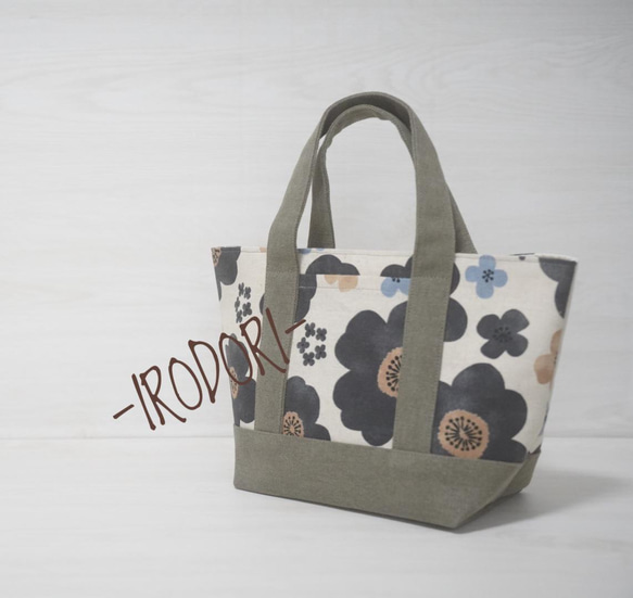 花柄 ミニトートバッグ 綿麻 帆布 小さめバッグ トートバッグ aya.irodori 通販 13283482｜Creema(クリーマ)