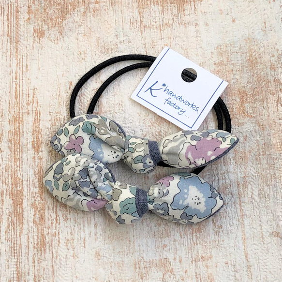 LIBERTY＆ハーフリネンのヘアゴム《ミッシェル（グレー）／エレファントグレー》【Kidsツインテール用】 雑貨・その他 K ...