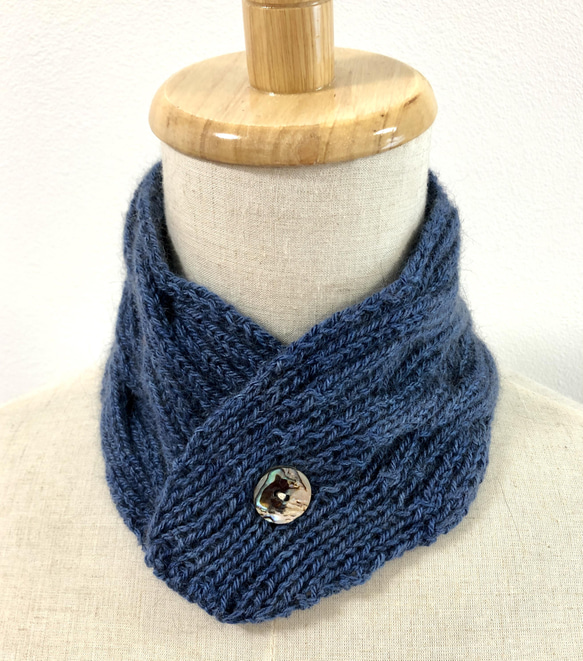 ポッサム・メリノ・シルクのネックウォーマー兼ヘアバンド 手染めデニムブルー ネックウォーマー qualityyarndownunder 通販 ...