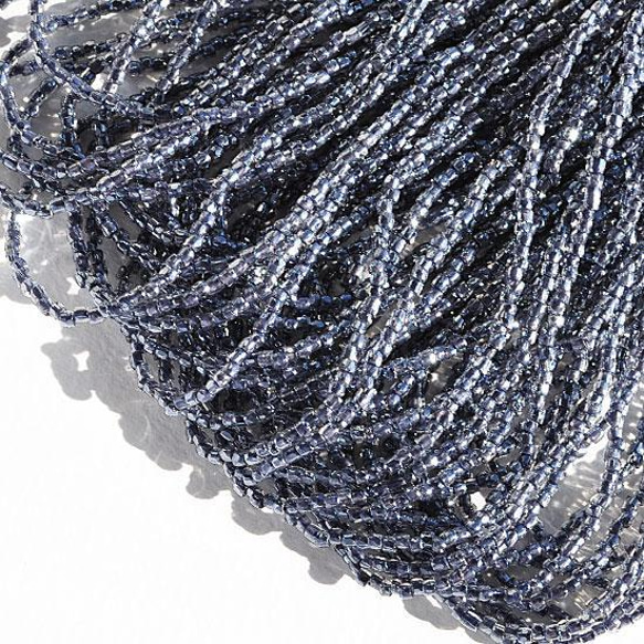 【3cut・12/0】クリア中染ブラック・ラスター 5本セット・12/0（小さめのスリーカット）・短め約38cm ビーズ ビーズとスパンコール ...