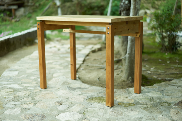 スレンダーな国産ひのき無垢材のワークデスク（作業机）または小さな食卓 ショートVer D-1s 机・デスク OldbutNew 通販 ...